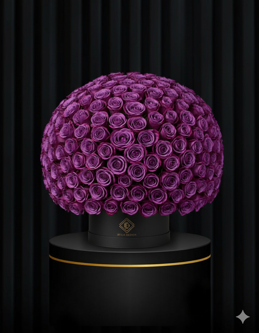 Luxury Purple Rose Hatbox | 365, 500, 999 Roses Dubai – Evlai Design